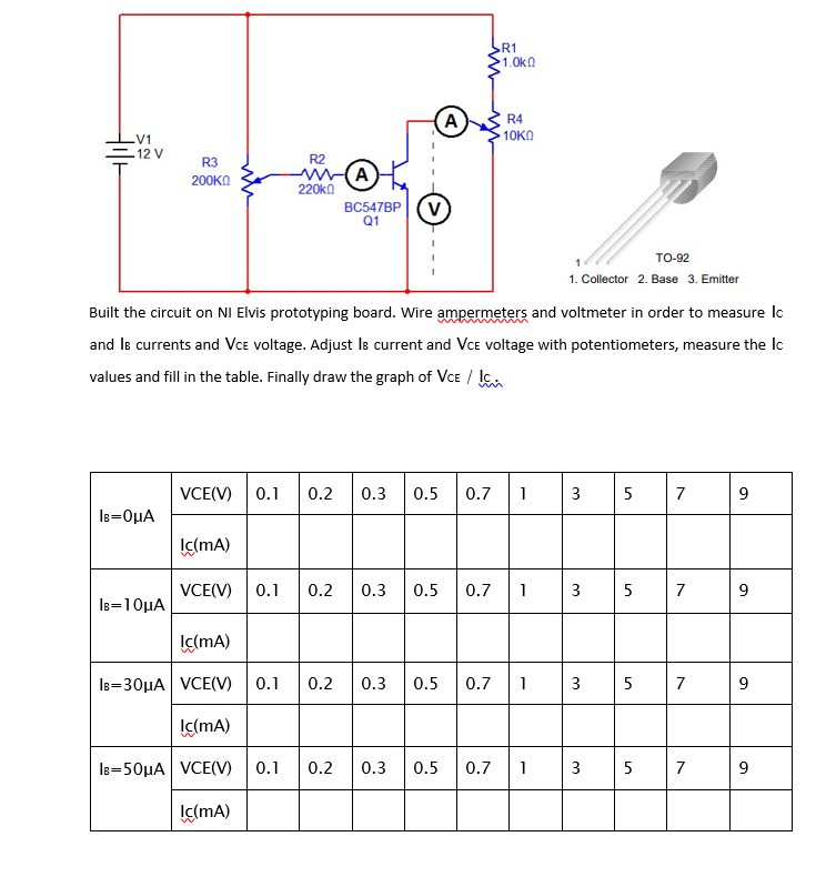 Built the circuit on NI Elvis prototyping board. Wire | Chegg.com