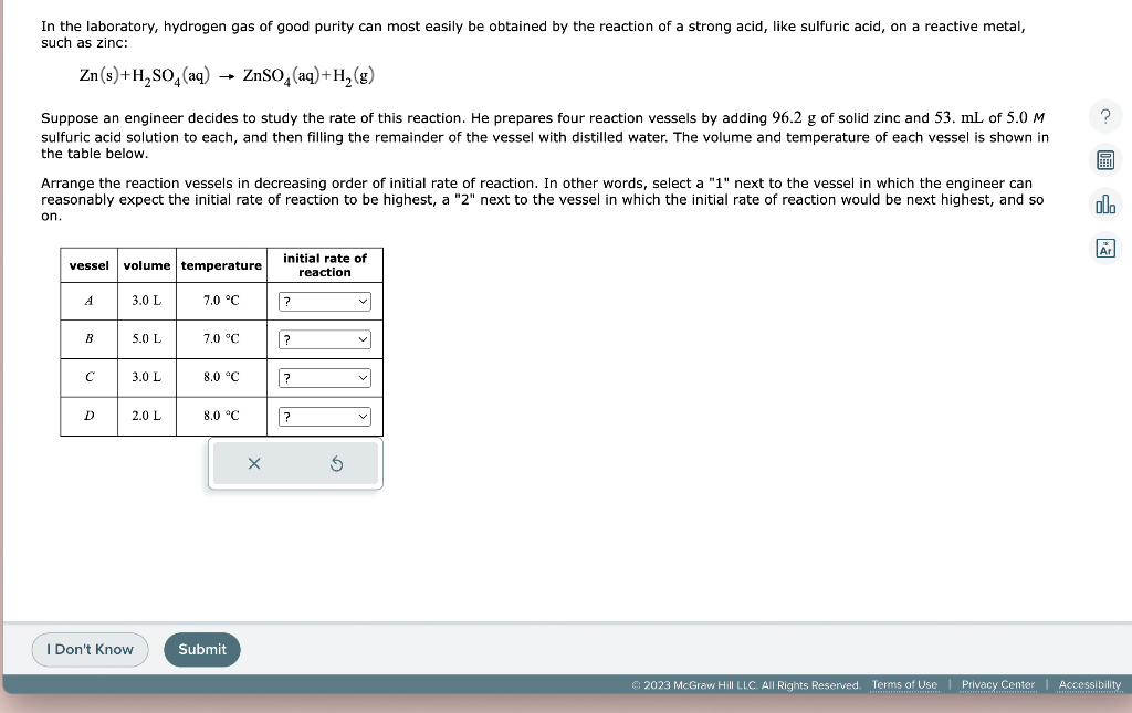 Solved Zn(s)+H2SO4(aq)→ZnSO4(aq)+H2( g) Suppose an engineer | Chegg.com