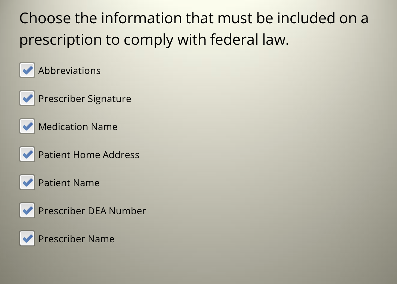Solved Choose the information that must be included on | Chegg.com