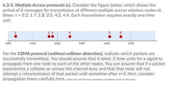 6.3-3. Multiple Access protocols (c). Consider the | Chegg.com