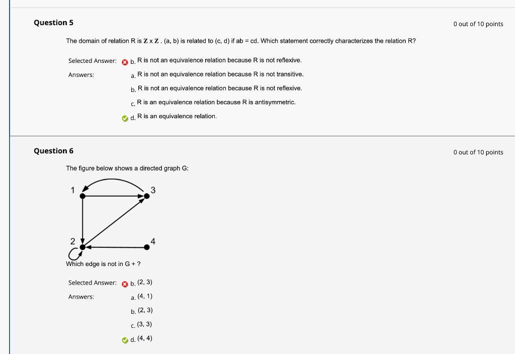 Solved Question 5 O out of 10 points The domain of relation | Chegg.com