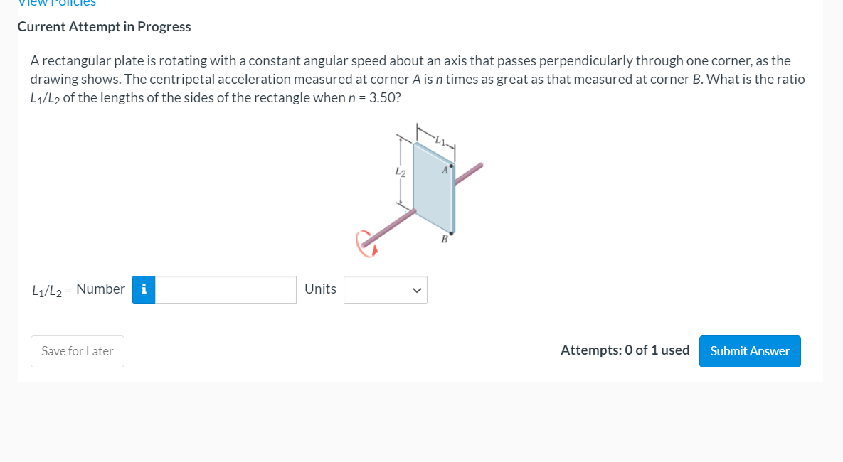 Solved lew Olicies Current Attempt in Progress A rectangular | Chegg.com