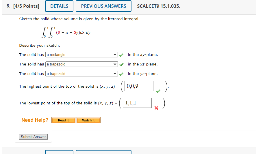 Solved Sketch the solid whose volume is given by the | Chegg.com