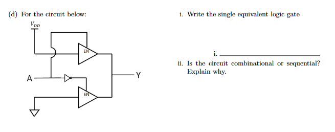 Solved (d) For the circuit below: i. Write the single | Chegg.com
