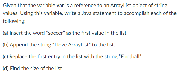 Solved Given that the variable var is a reference to an | Chegg.com