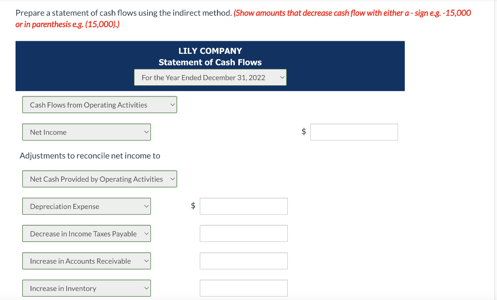 Solved Presented here are the financial statements of Lily | Chegg.com