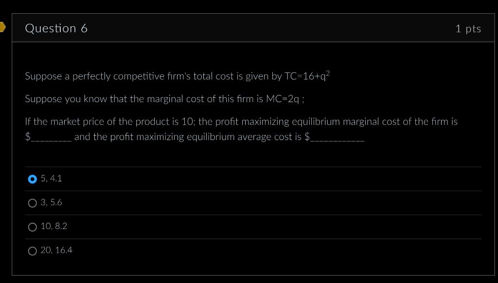 Solved Suppose a perfectly competitive firm's total cost is | Chegg.com