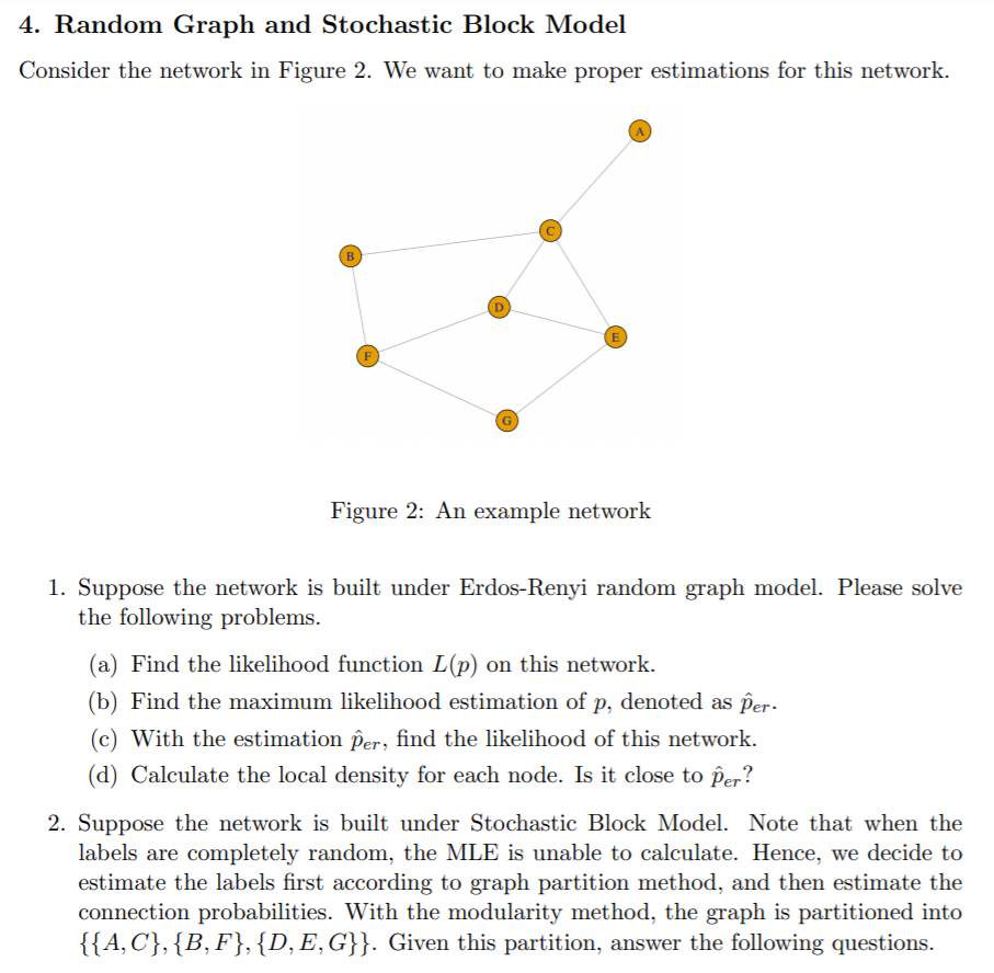 4. Random Graph and Stochastic Block Model Consider | Chegg.com