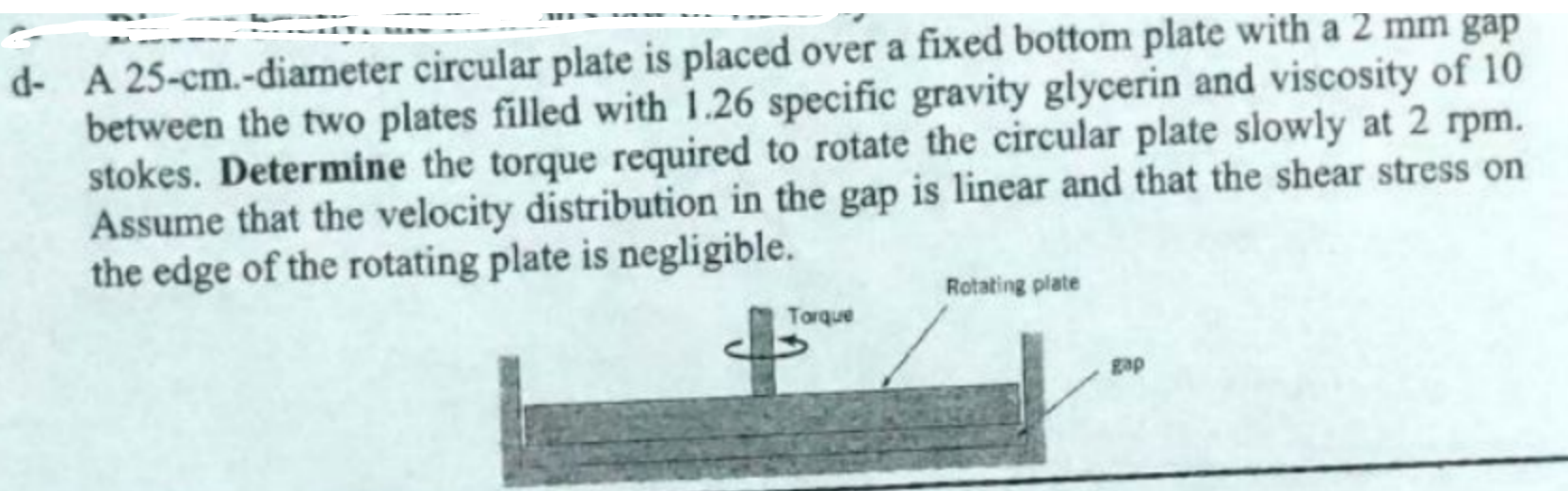 Solved d- A 25-cm-diameter circular plate is placed over a | Chegg.com