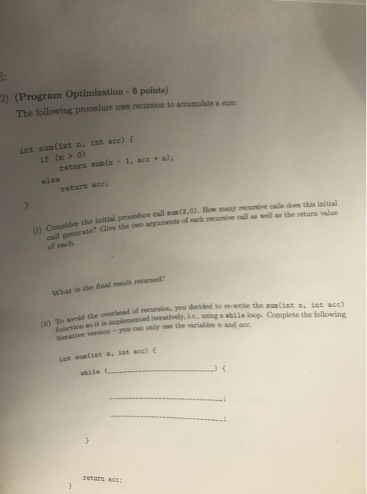 Solved The following procedure uses recursion to accumulate | Chegg.com
