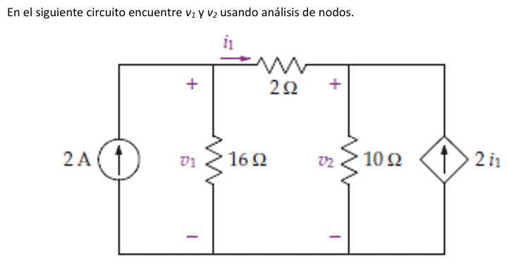 Solved En el ﻿siguiente circuito encuentre v1 y v2 ﻿usando | Chegg.com