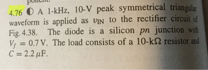 4.76 o A 1-kHz, 10-v peak symmetrical triangular | Chegg.com