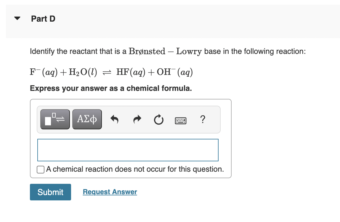 Solved Identify the reactant that is a Brønsted - Lowry acid | Chegg.com