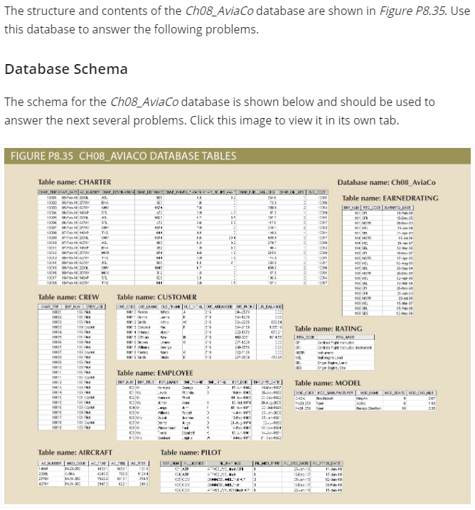 Solved The structure and contents of the Ch08_AviaCo | Chegg.com