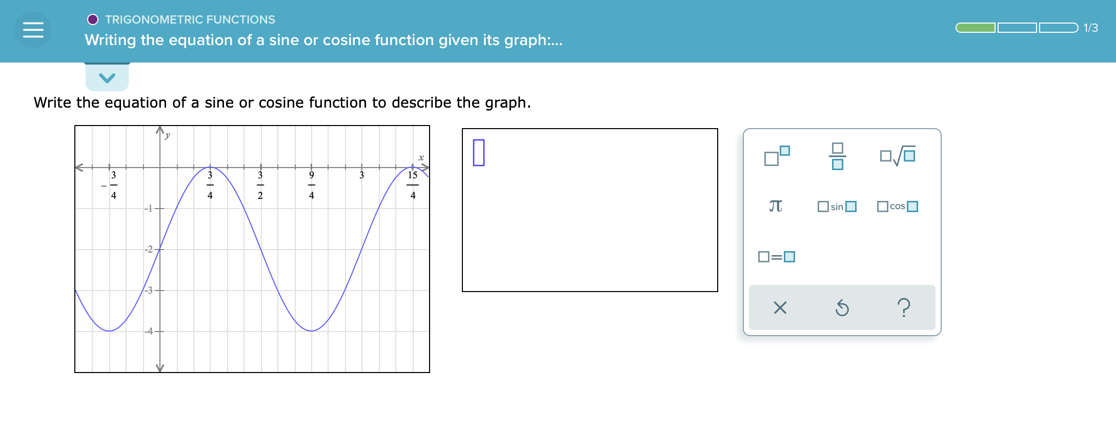 Solved TRIGONOMETRIC FUNCTIONS = Writing the equation of a | Chegg.com