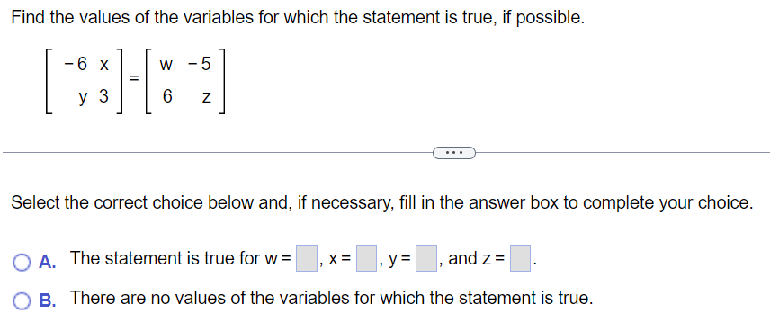 Solved Find the values of the variables for which the | Chegg.com