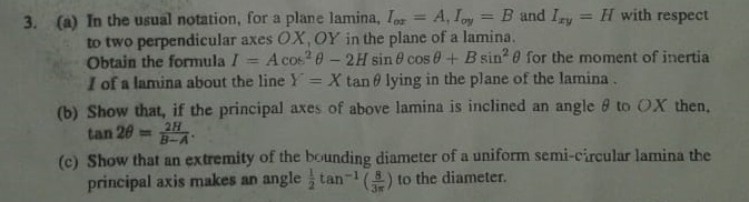 Solved 3. (a) In the usual notation, for a plane lamina, Ior | Chegg.com