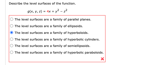 Solved Describe the level surfaces of the function. | Chegg.com