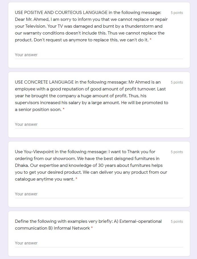 Solved 5 points USE POSITIVE AND COURTEOUS LANGUAGE in the | Chegg.com