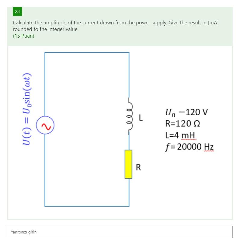 Solved 23 Calculate the amplitude of the current drawn from | Chegg.com