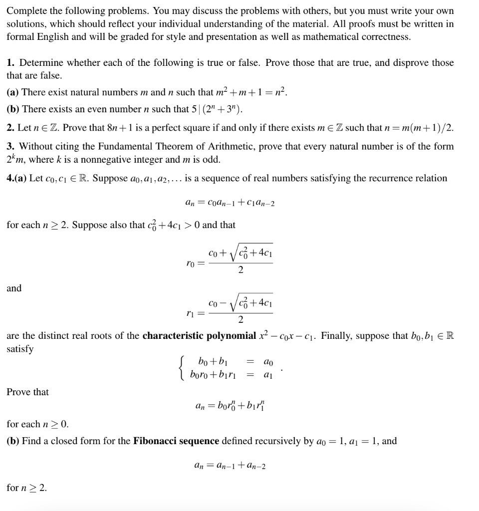 Solved This is a proper mathematical proofs class. Please | Chegg.com