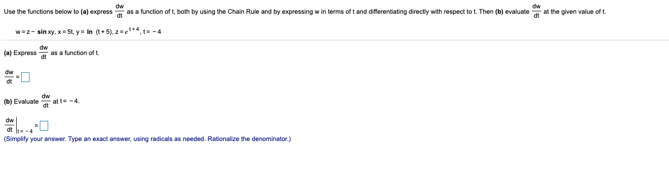 Solved dw dw Use the functions below to (a) express as a | Chegg.com