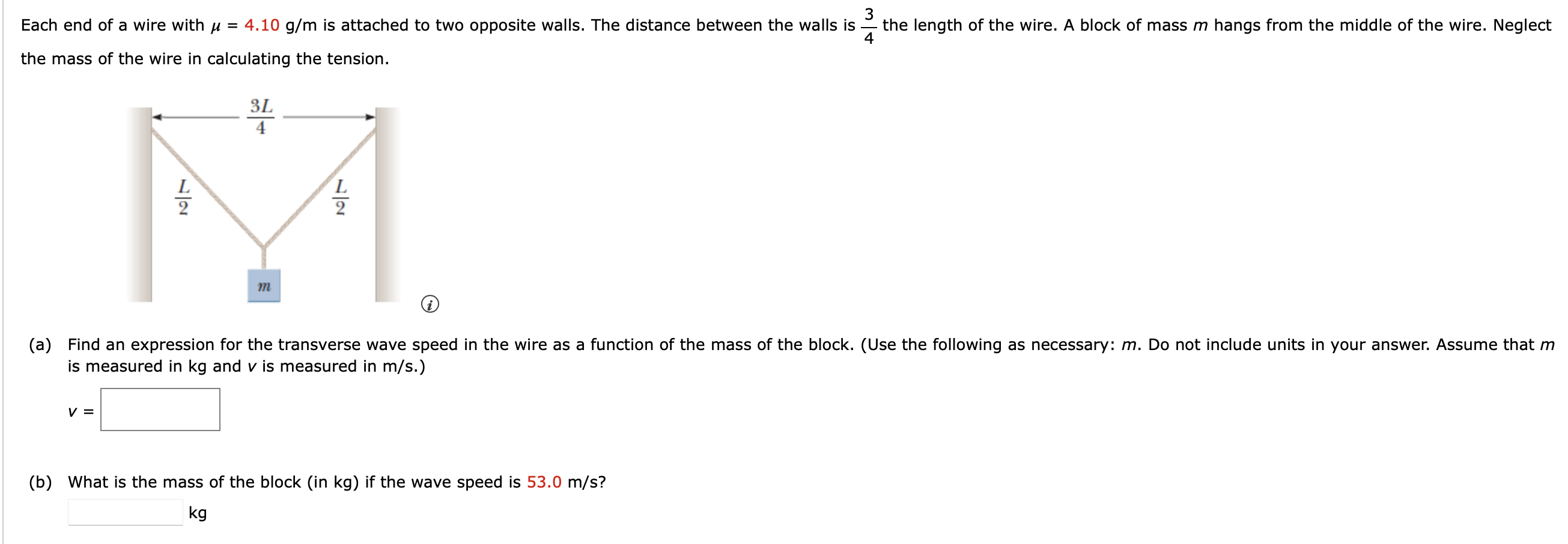 Solved the mass of the wire in calculating the tension. is | Chegg.com
