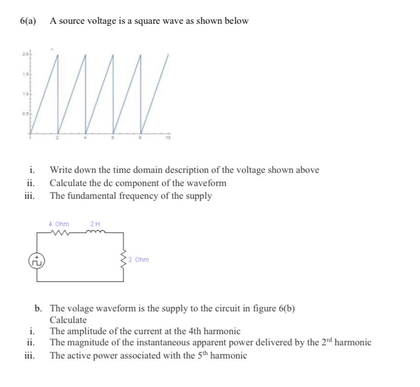 Solved 6(a) ﻿A source voltage is a square wave as shown | Chegg.com