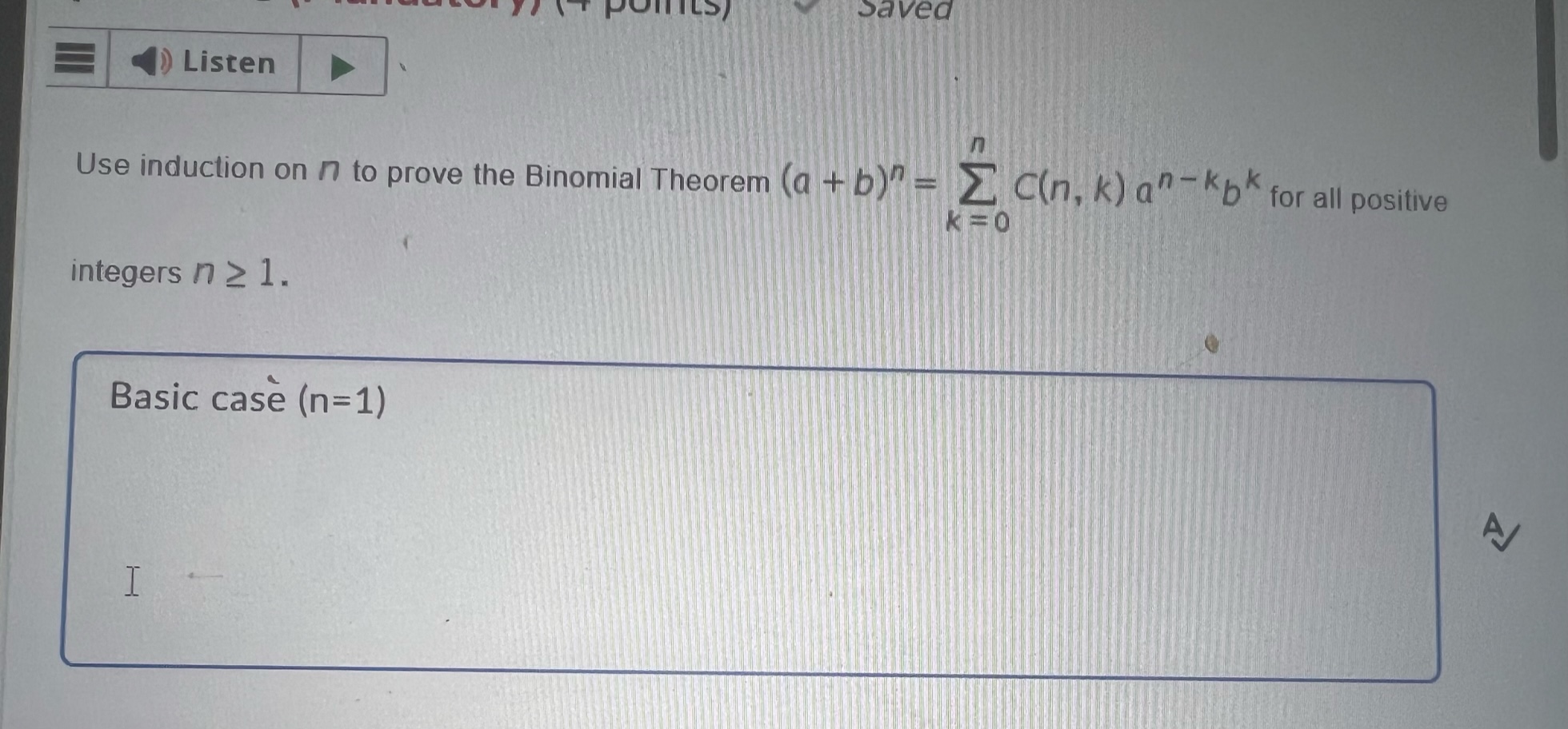 Use induction on n to prove the Binomial Theorem | Chegg.com