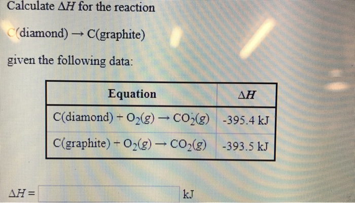 Solved Calculate AH for the reaction diamond) C(graphite | Chegg.com