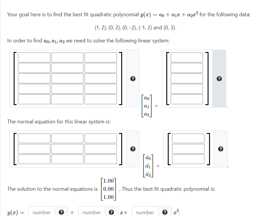 Solved Your goal here is to find the best fit quadratic | Chegg.com