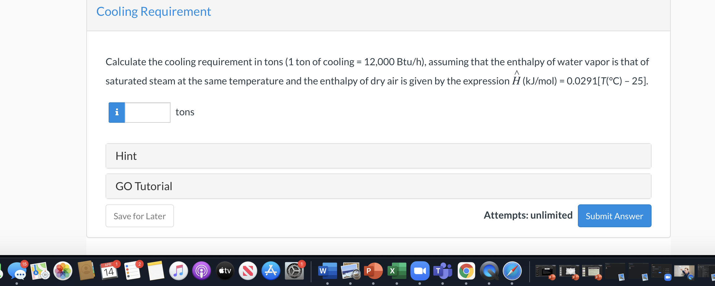 Solved Cooling Requirement Calculate the cooling requirement | Chegg.com
