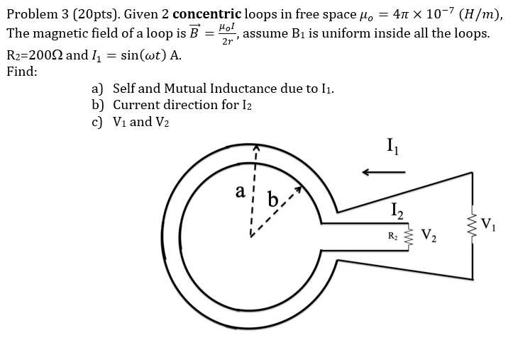 Solved 2r Problem 3 (20pts). Given 2 concentric loops in | Chegg.com