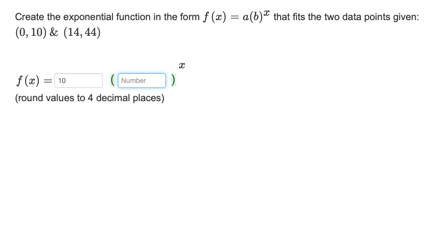 Solved Create the exponential function in the form | Chegg.com