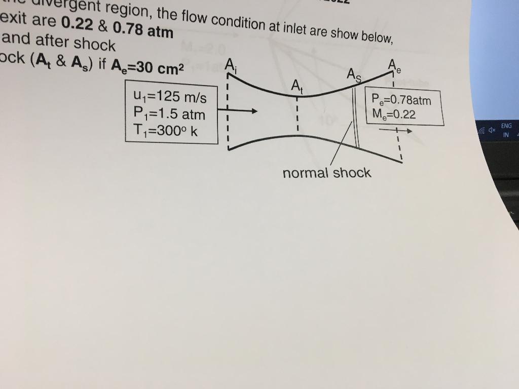 Solved A converging diverging nozzle with normal shock in | Chegg.com