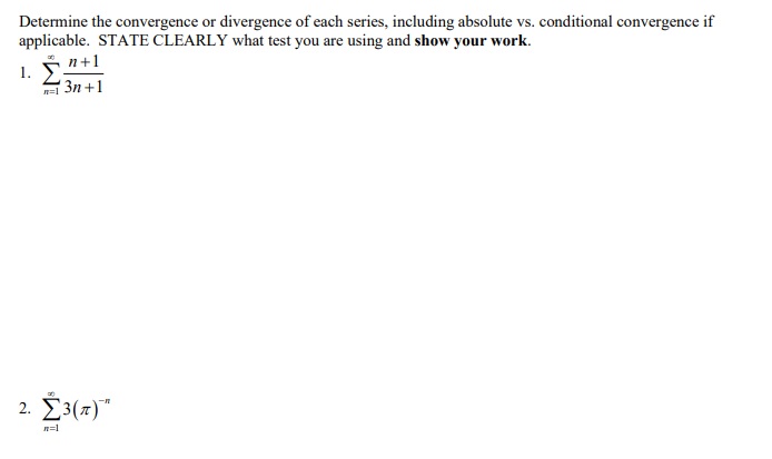 Solved Determine the convergence or divergence of each | Chegg.com