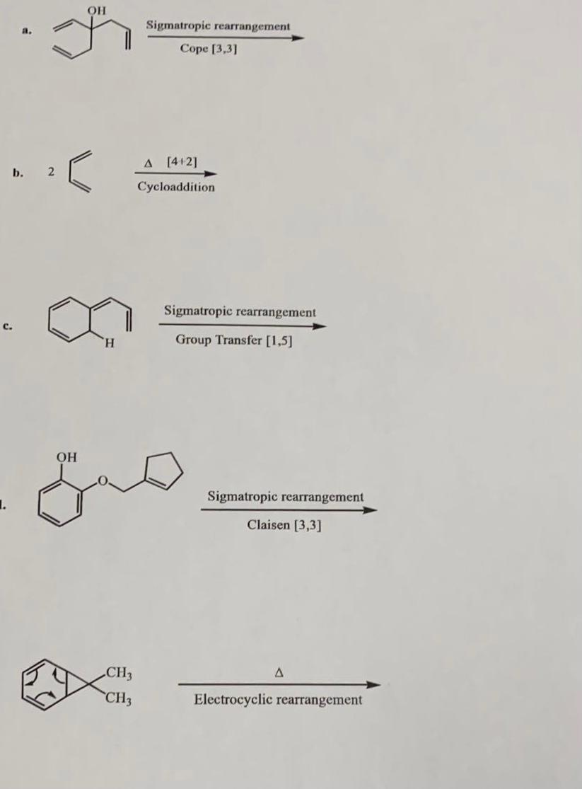 Solved OH Sigmatropic rearrangement Cope (3,31 b. A [412] | Chegg.com