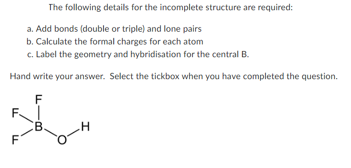 Solved The following details for the incomplete structure | Chegg.com
