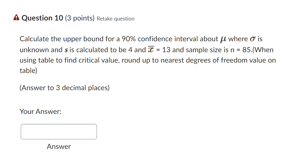 Solved Question 10 (3 points) Retake question Calculate the | Chegg.com