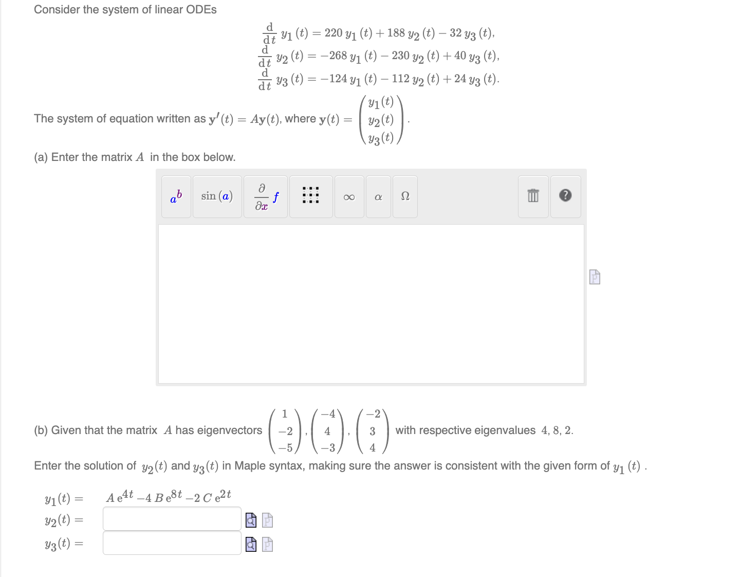 Solved Consider the system of linear ODEs | Chegg.com