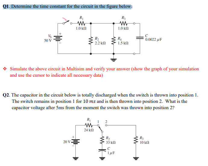 Solved Q1. Determine the time constant for the circuit in | Chegg.com