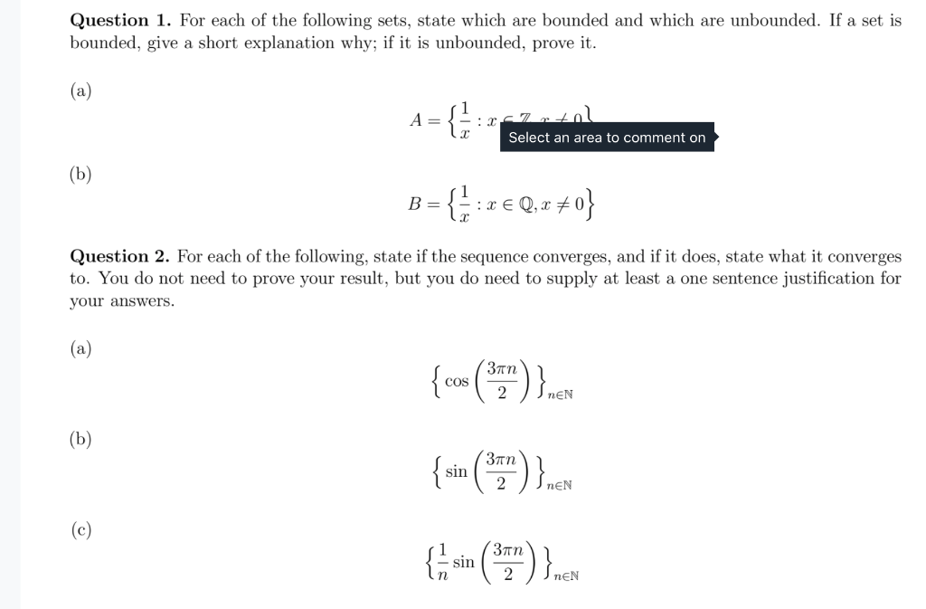 Solved Question 1. For each of the following sets, state | Chegg.com