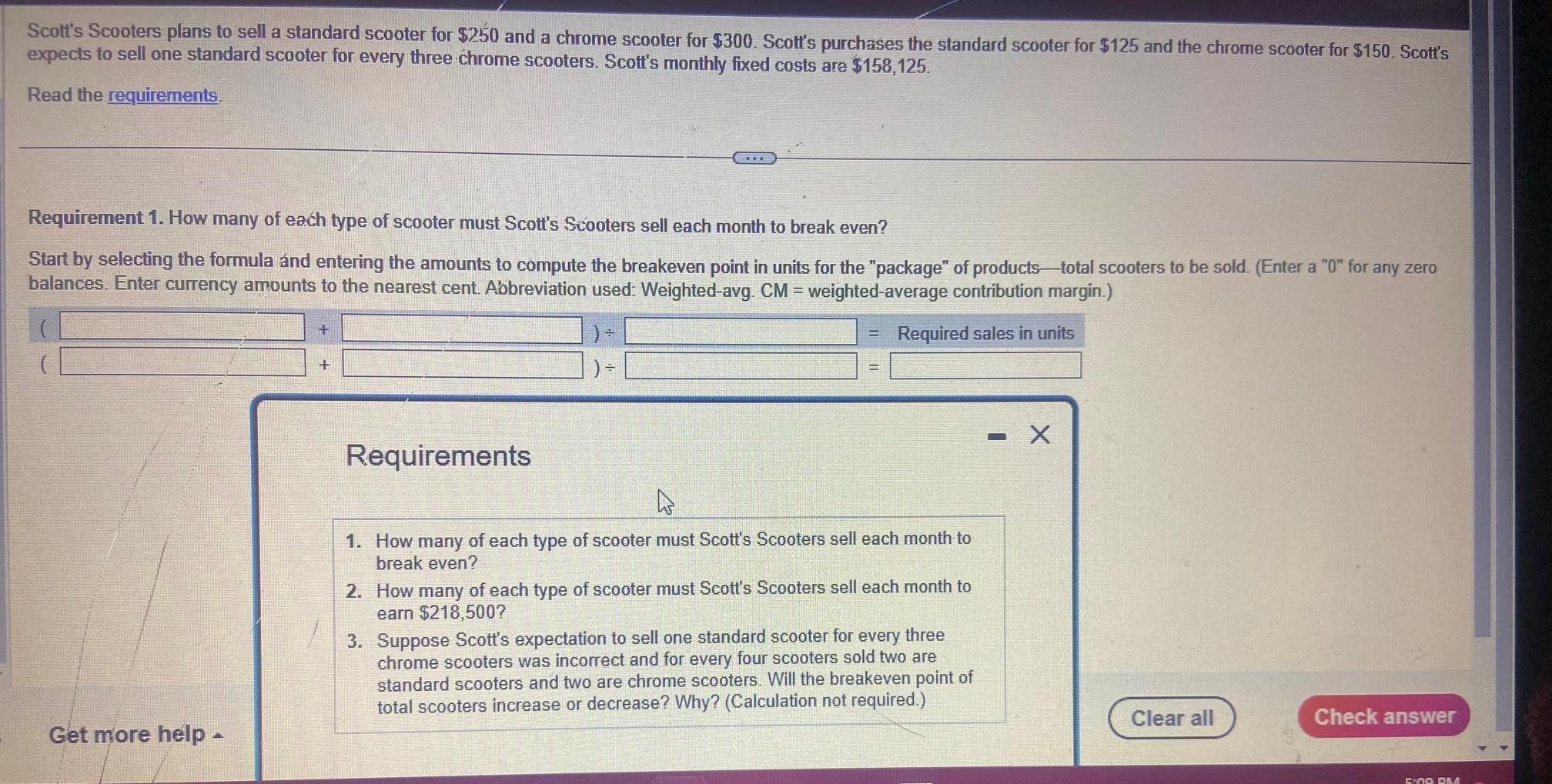 Solved Scott's Scooters plans to sell a standard scooter for | Chegg.com