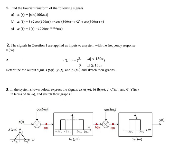 This questions are related to ﻿signal and systems. | Chegg.com