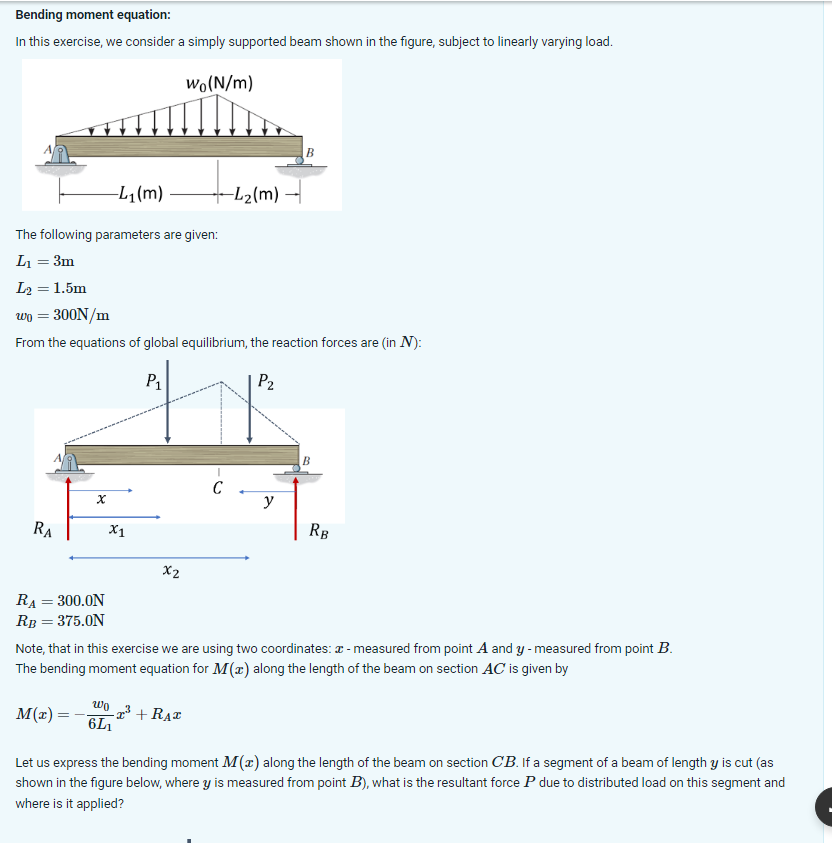 Solved Bending moment equation: In this exercise, we | Chegg.com