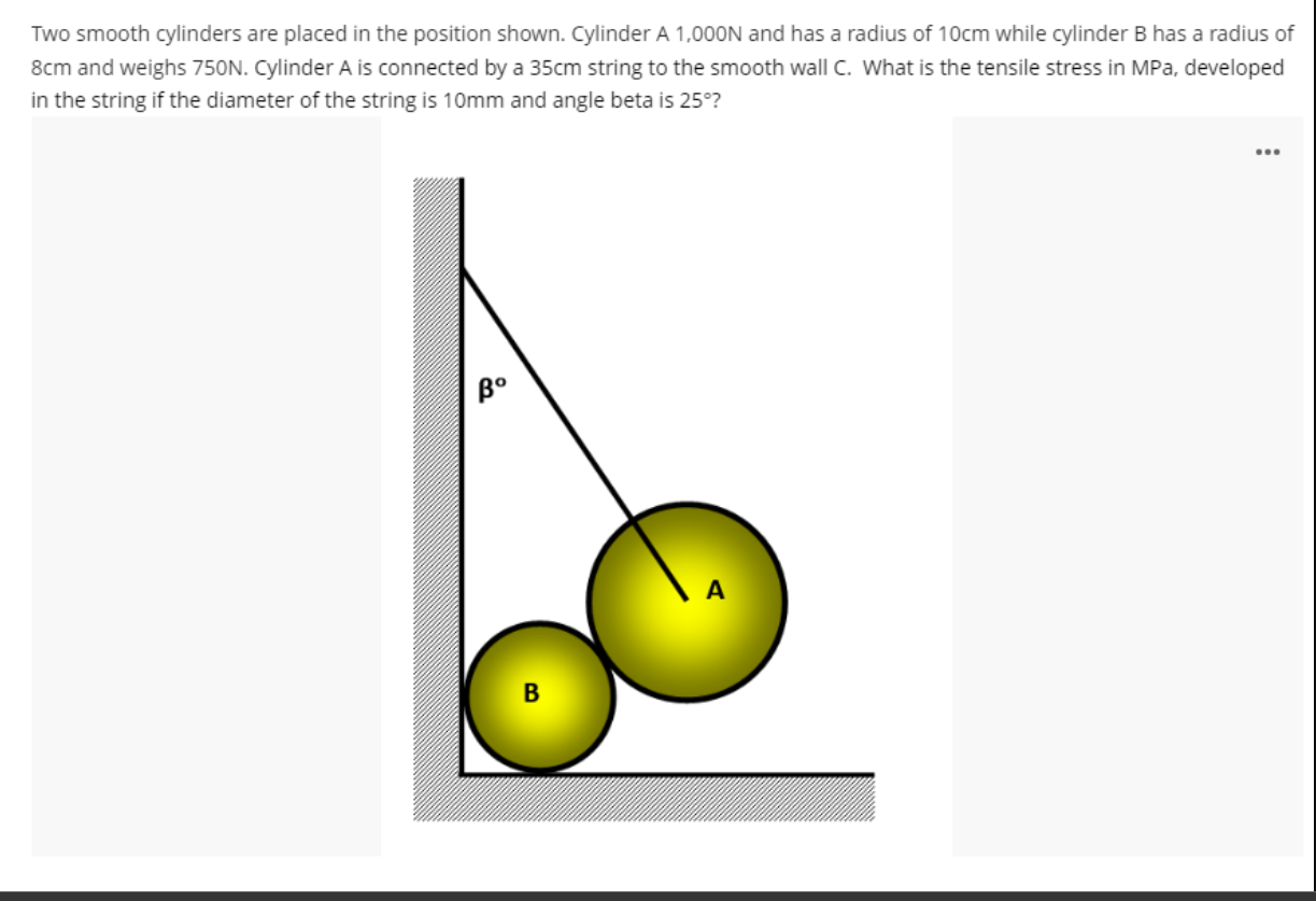 Solved Two smooth cylinders are placed in the position | Chegg.com