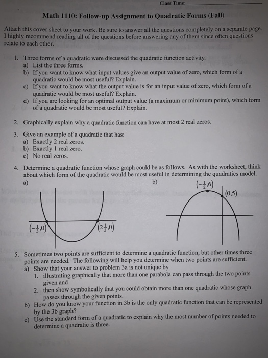 Solved Class Time: Math 1110: Follow-up Assignment to | Chegg.com