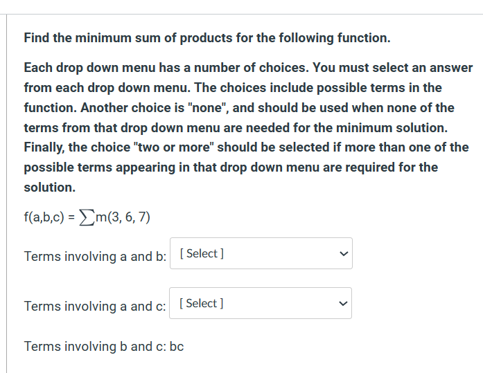 Solved Find the minimum sum of products for the following | Chegg.com