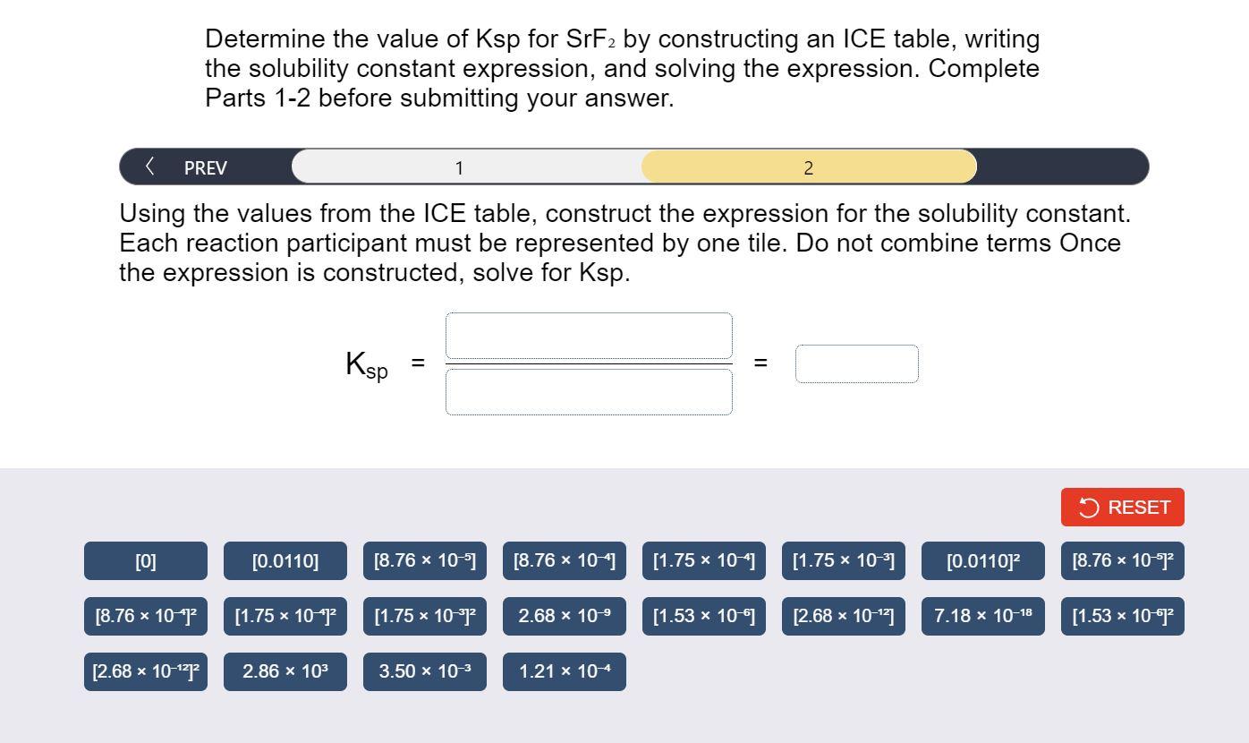 Solved Determine the value of Ksp for SrF2 by constructing | Chegg.com