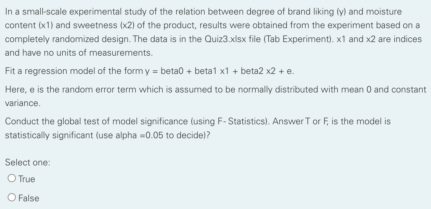 Solved In a small-scale experimental study of the relation | Chegg.com